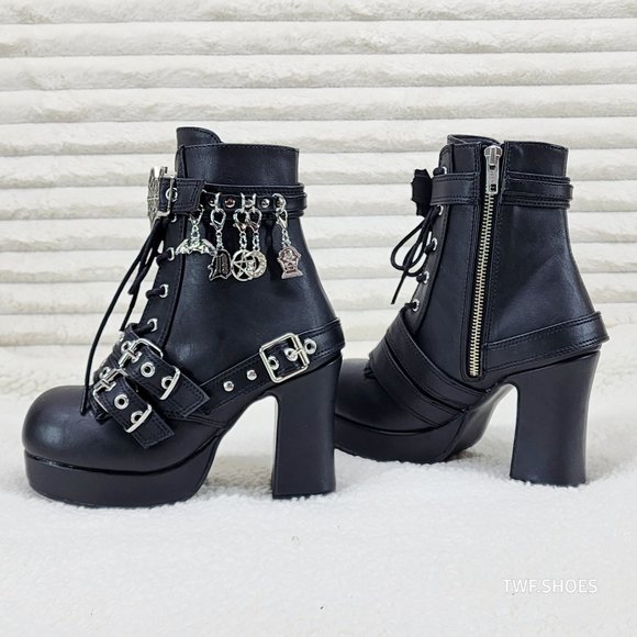 Demonia | Shoes | Gothika Coffin Web Buckle Charm Platform Ankle Boots ...